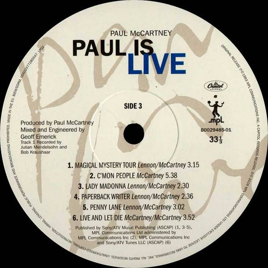 Paul McCartney – Paul Is Live - Купить виниловую пластинку