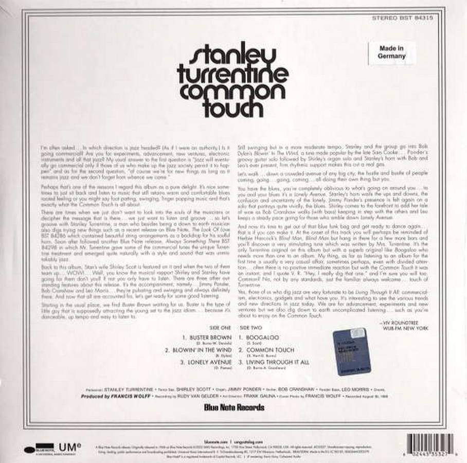 Stanley Turrentine – Common Touch - Купить виниловую пластинку